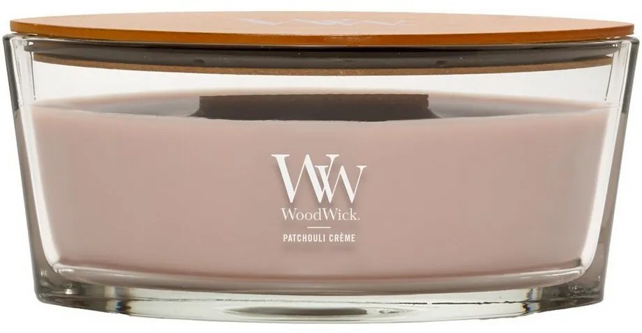 WoodWick Vonná svíčka loď Patchouli Creme, 453 g