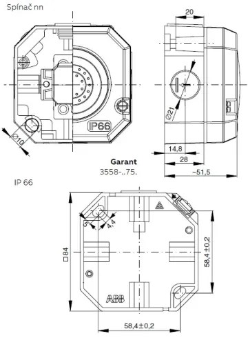 ABB Garant vypínač č.6 IP66 šedá 3558-06750
