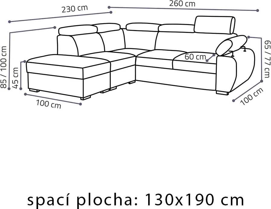 Sedací souprava BASTON | 230x260 cm | rozkládací + úložný prostor | VÝBĚR TKANIN