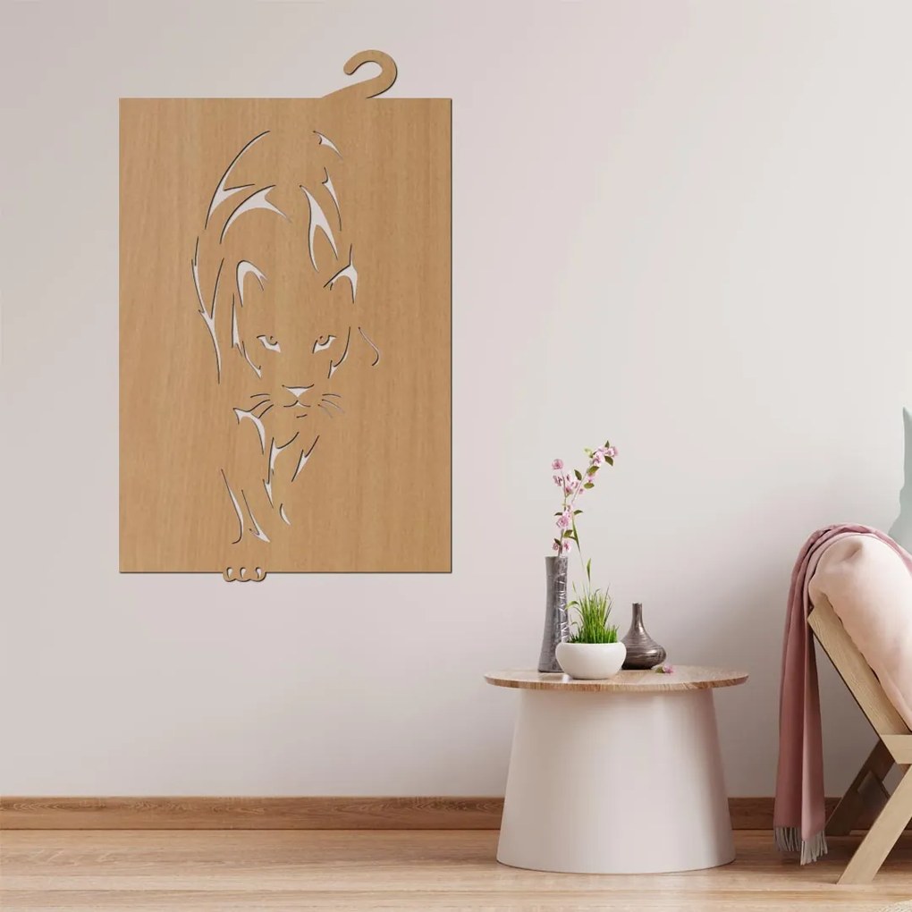 dřevo života Dřevěná dekorace na zeď Panter Zvolte rozměr (cm): 40x64, Zvolte barvu dekoru: Horský dub