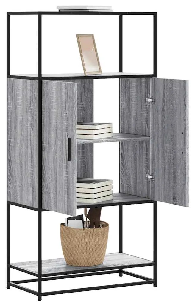 Skříň highboard šedá sonoma 68x35x139cm kompozitní dřevo a kov