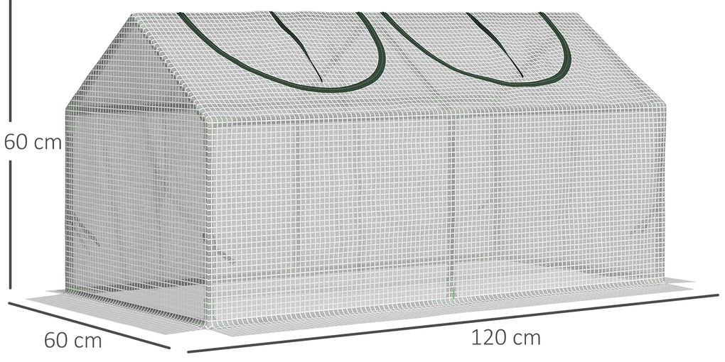 Fóliový skleník Outsunny s oknem, PE skleník, skleník na rajčata, chladicí rám, 120x60x60 cm, bílý