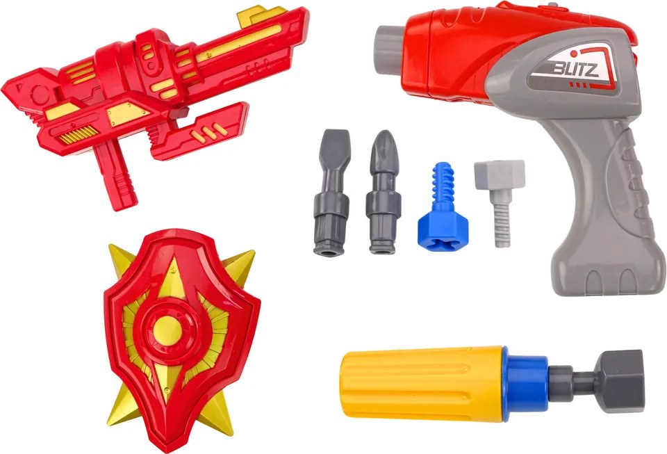 LEAN Toys Robot na šroubování, zbraň, vrtačka, šroubovák, světla, zvuk, tyrkysová barva