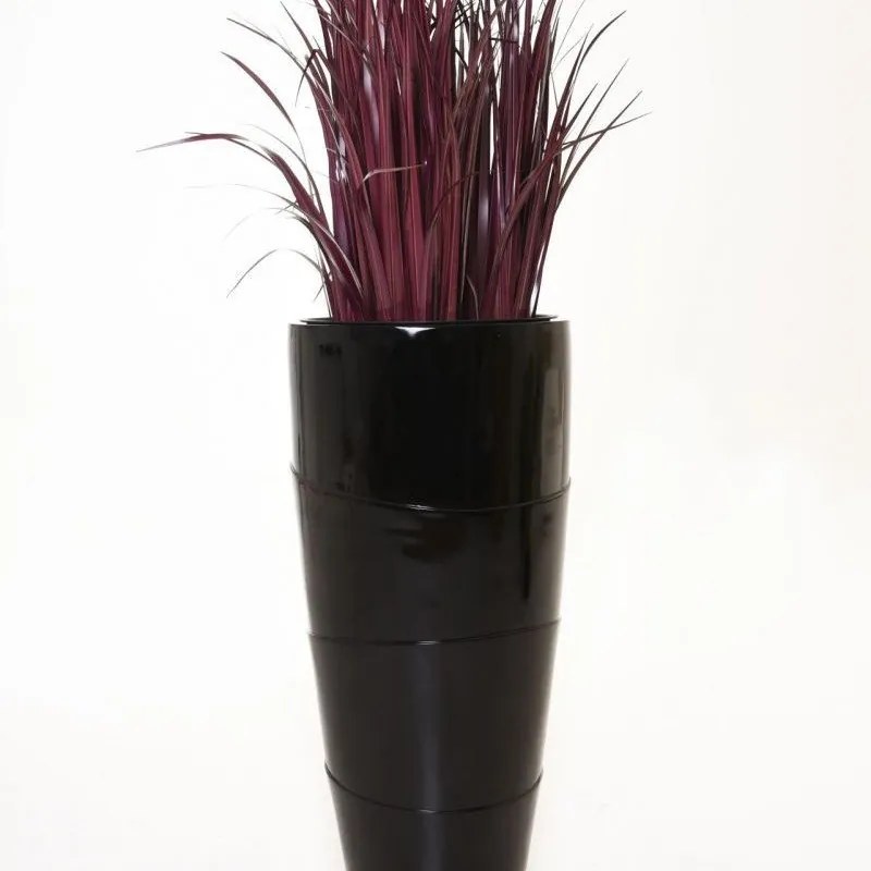 Luxusní květináč MOENA, sklolaminát, výška 100 cm, černý lesk