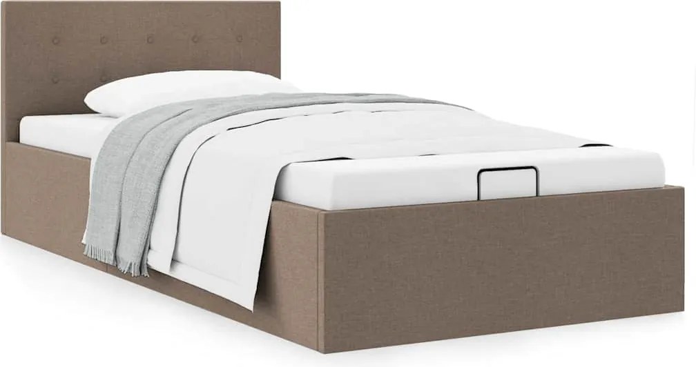 Rám postele s úložným prostorem taupe textil 90 x 200 cm 285594
