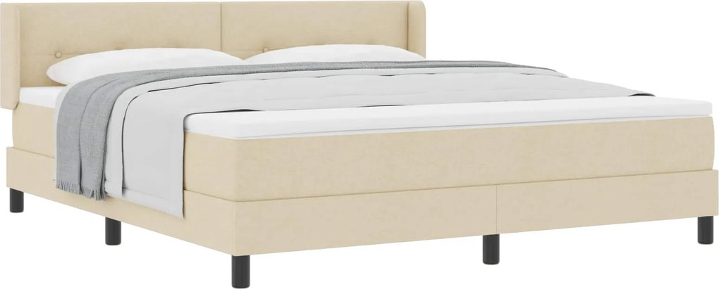 Postel s boxspringem s čelo Krémová 200 x 180 cm textil 3341123