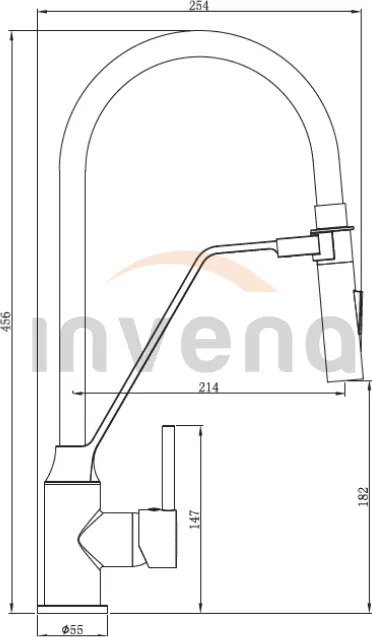 Invena Terra, kuchyňská baterie s elastickým ramenem, černá-chrom, INV-BZ-54-L04-D