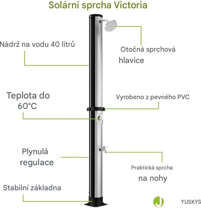 Juskys Zahradní solární sprcha Victoria 40 L
