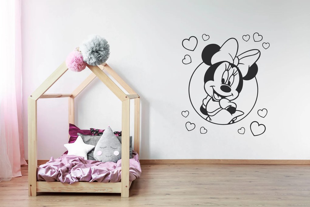 Lepy.cz Samolepka na zeď Minnie - Srdíčka Velikost (šířka x výška): 40x47cm, Barevná varianta: Ledová modrá