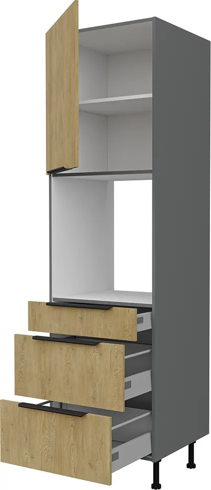 CREMONA ac | vysoká skříňka 60 DPS-215 3S1F na vestavnou troubu | PREMIUM BOX | 60 cm | antracit/cremona