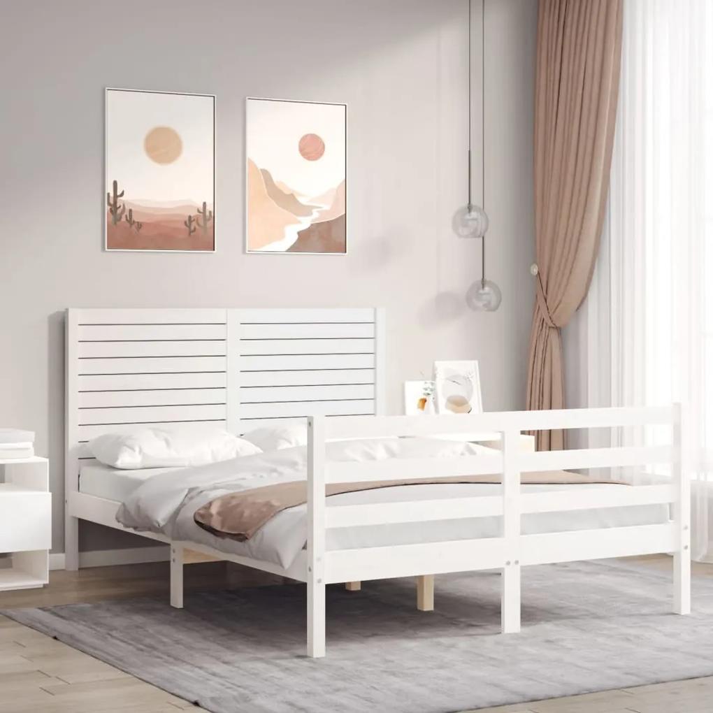 vidaXL Rám postele s čelem 120 x 200 cm masivní dřevo [3195025] Barva: Přírodní