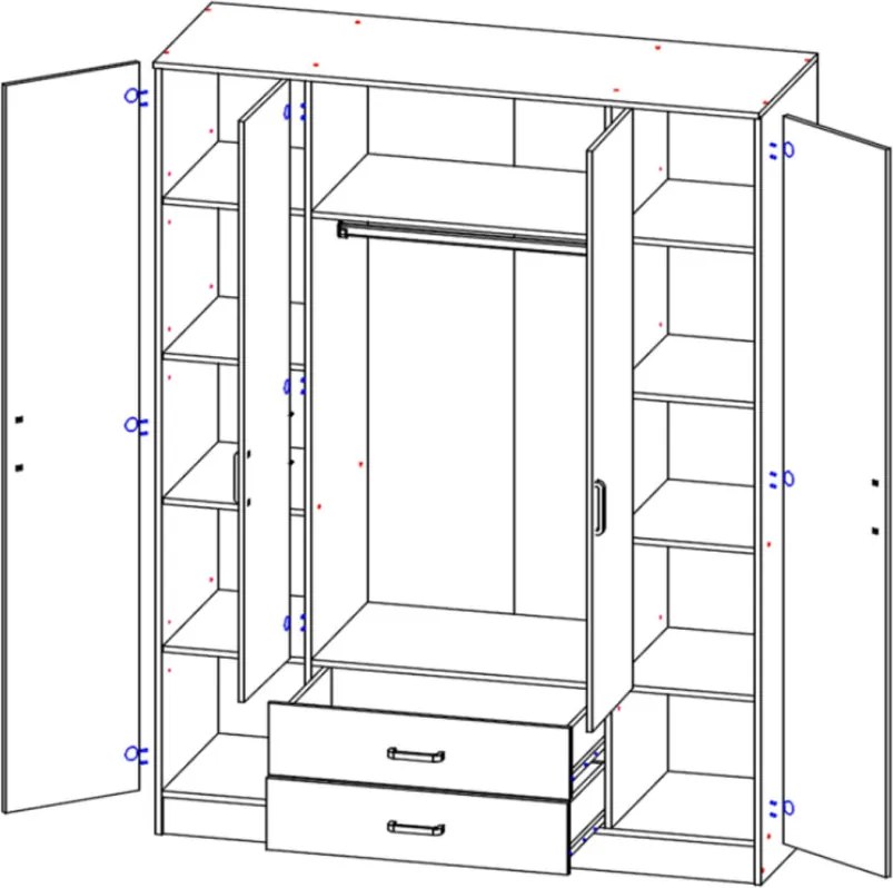 Skříň se zrcadlem 4d2s Rama kašmír / bílá Kami