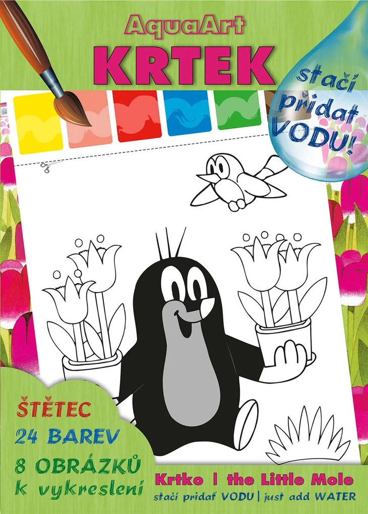 AKIM Omalovánky Stačí přidat vodu! Krtek (Krteček) 2 set s barvami a štětcem 709121