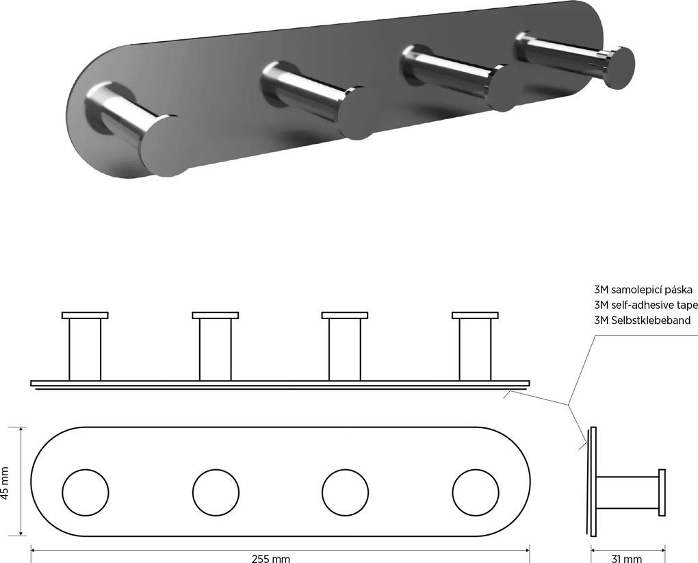 Sapho Sapho, X-ROUND samolepící dvojháček, leštěná nerez, XR221