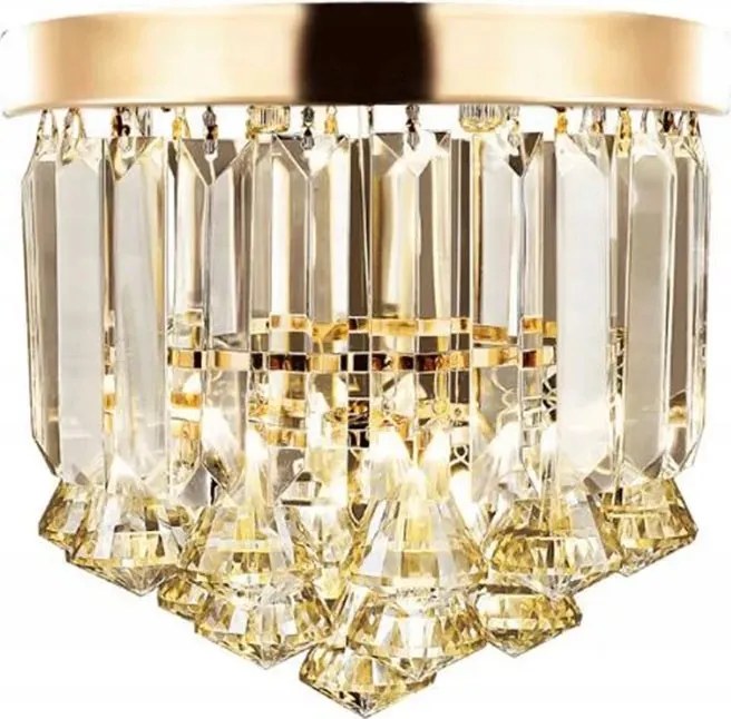 Křišťálový lustr, stropní křišťálová lampa 3xG9 23 cm, zlatá glamour