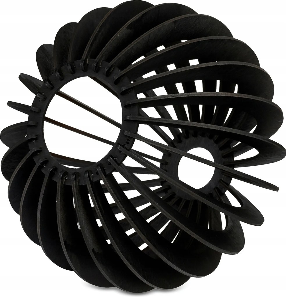 Stínidlo pro lustrovou lampu, dřevěná koule, černé
