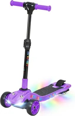 AIYAPLAY elektrická dětská koloběžka od 6 let, skládací 3 kola, start bez pohybu, maximální rychlost 8 km/h, 64x29x83 cm, fialová