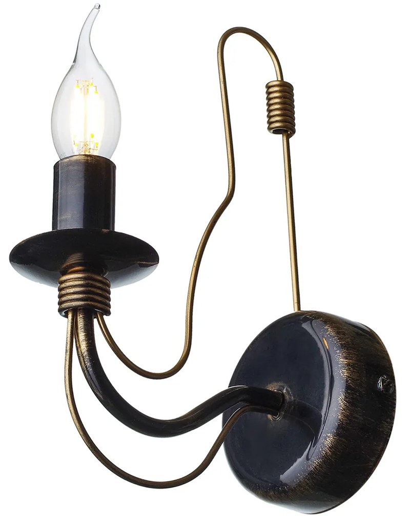 Light for home - Nástěnné světlo 30301 "Isabella", 1x40W, E14, černá, zlatá