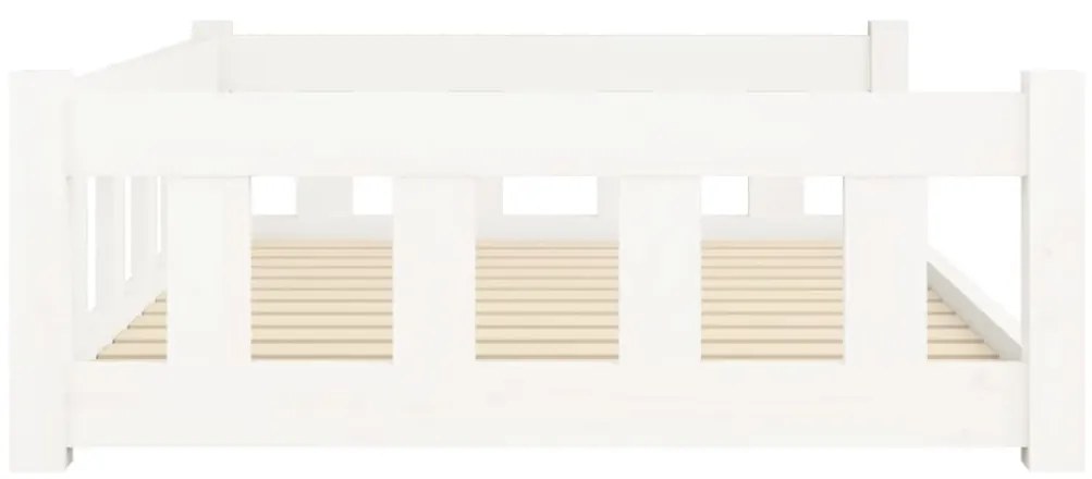 Pelíšek pro psy bílý 105,5 x 75,5 x 28 cm masivní borovice - Default Title