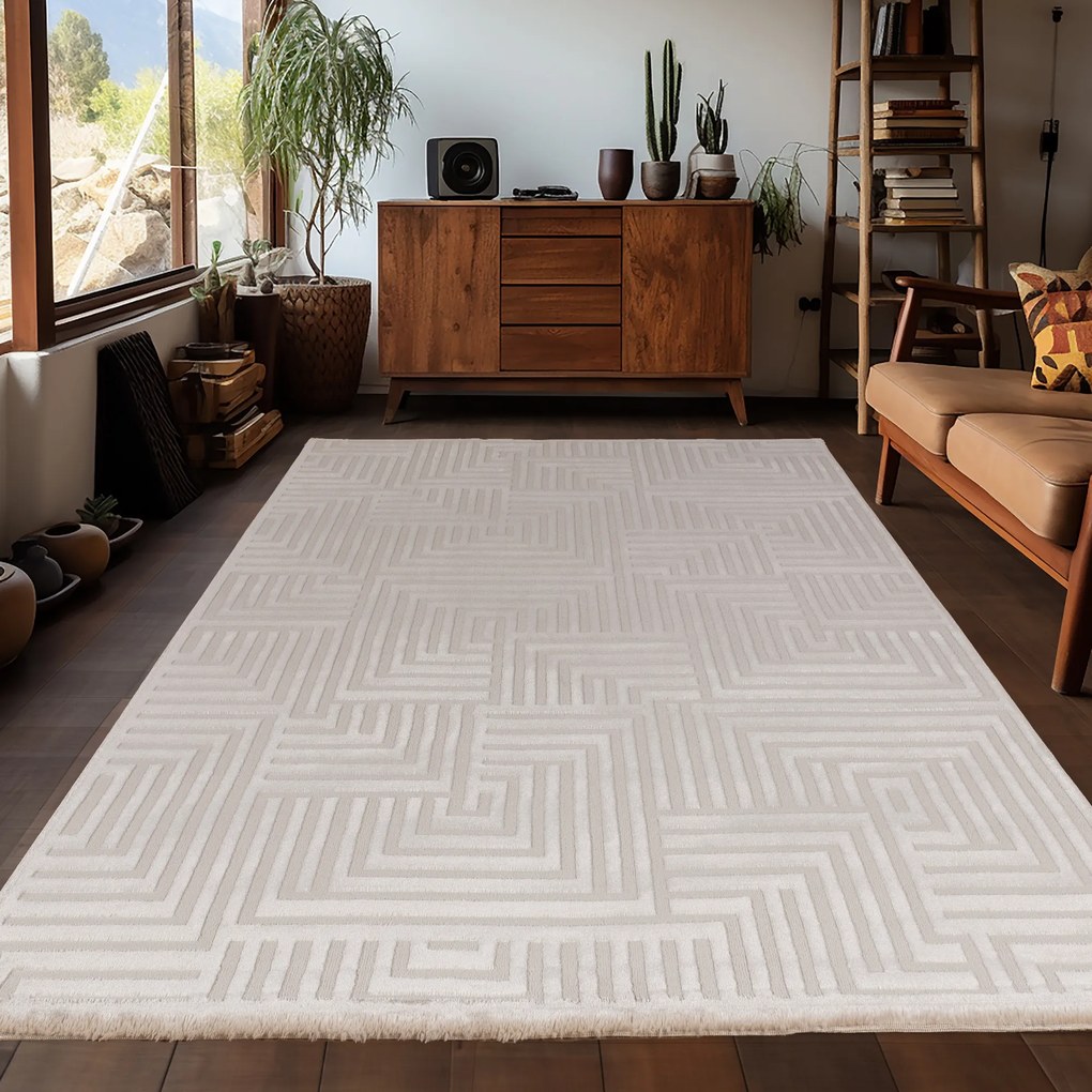Ayyildiz, Kusový koberec Sahara 1114 Beige, 140x200, béžová, obývací pokoj