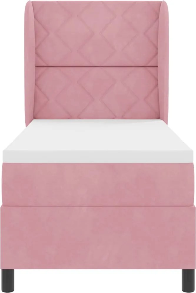 Postel s boxspringem s čelo Růžová 200 x 80 cm samet 3340957