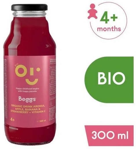 Beggs BIO Nápoj aronie, jablko, banán & jahoda (300 ml)