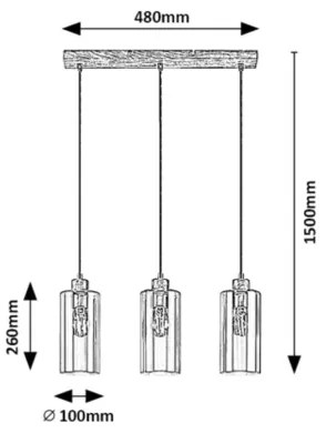 Rabalux 72123 - Lustr na lanku TANNO 3xE27/25W/230V