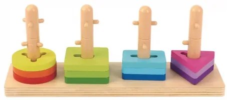 Tooky Toy Dřevěná vzdělávací hračka  - třídič s barevnými montessori kostkami