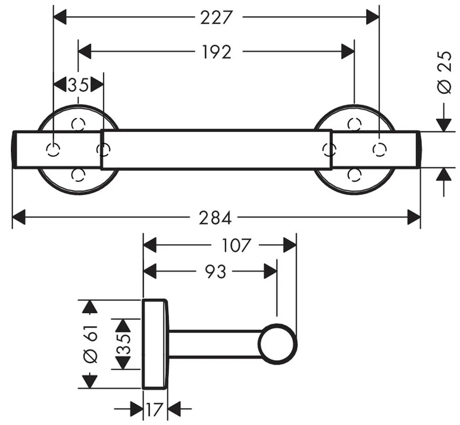 Hansgrohe Unica, opěrka pod nohy Comfort, chromová, HAN-26329000