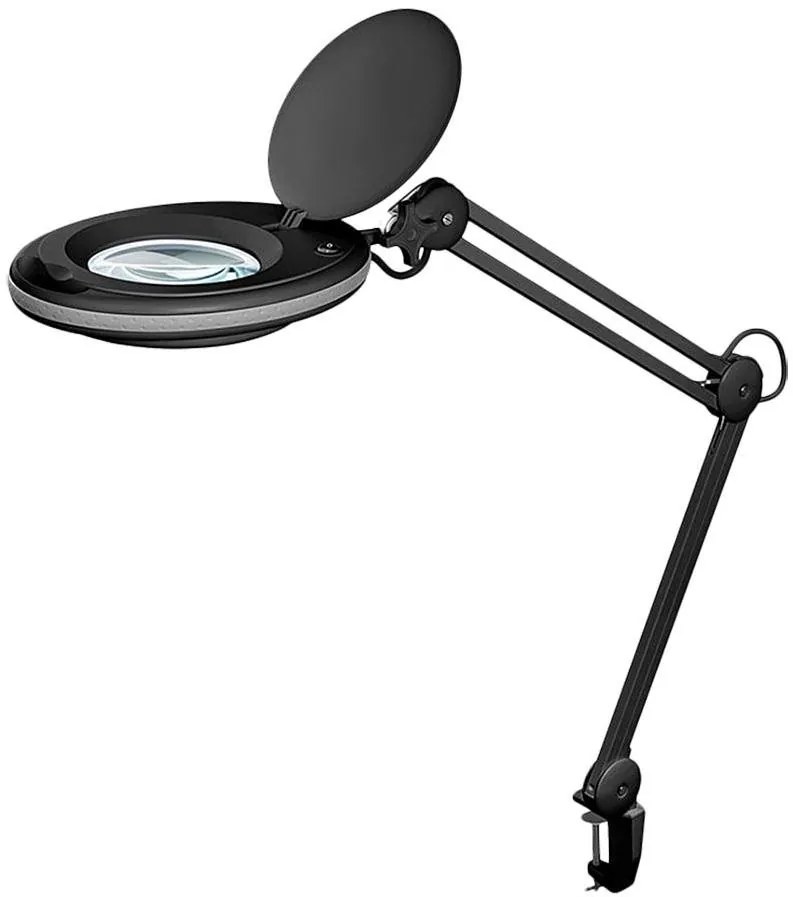 Goobay stolní lampa s lupou, 127 mm, 3 dioprie, led osvětlení 8 w, dvojité rameno, černá