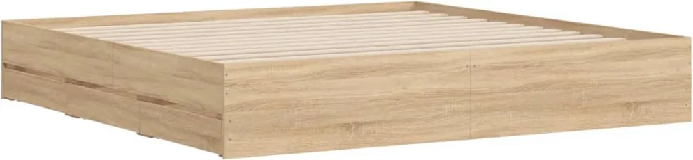 Rám postele se zásuvkami dub sonoma 200x200 cm kompozitní dřevo 3207247