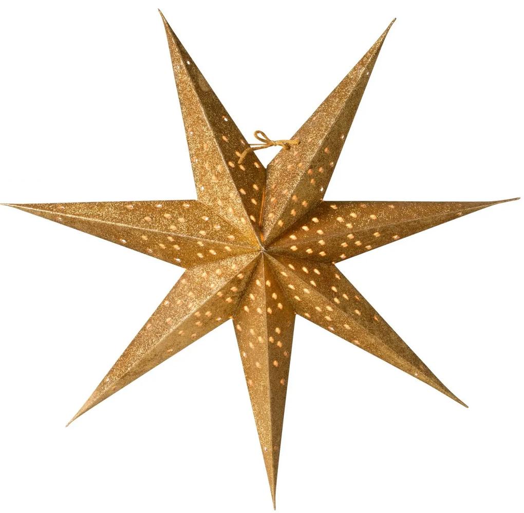 Watt & VEKE Závěsná svítící hvězda Donna Gold 60 cm, zlatá barva, plast, papír