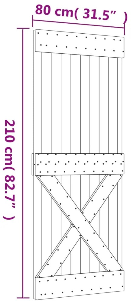 Dveře NARVIK 80 x 210 cm masivní borové dřevo,  154443