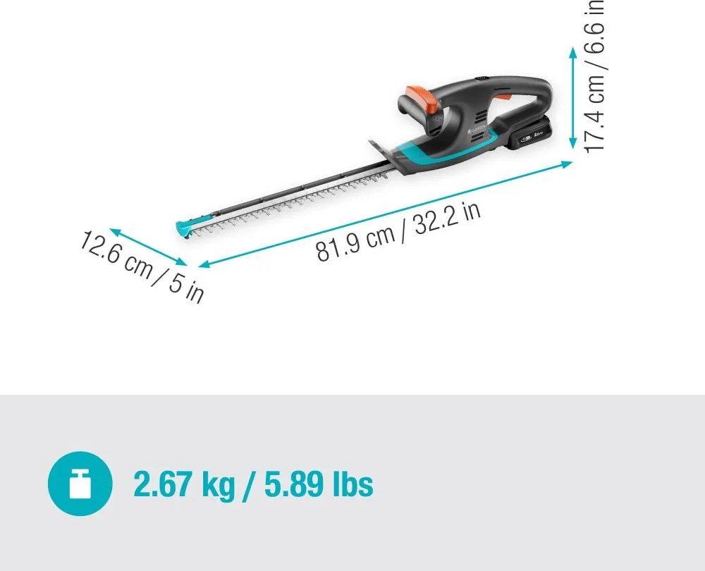 Aku nůžky na živý plot Gardena EasyCut 40/18V P4A (včetně baterie a nabíječky) - SKLADEM u dovozce !