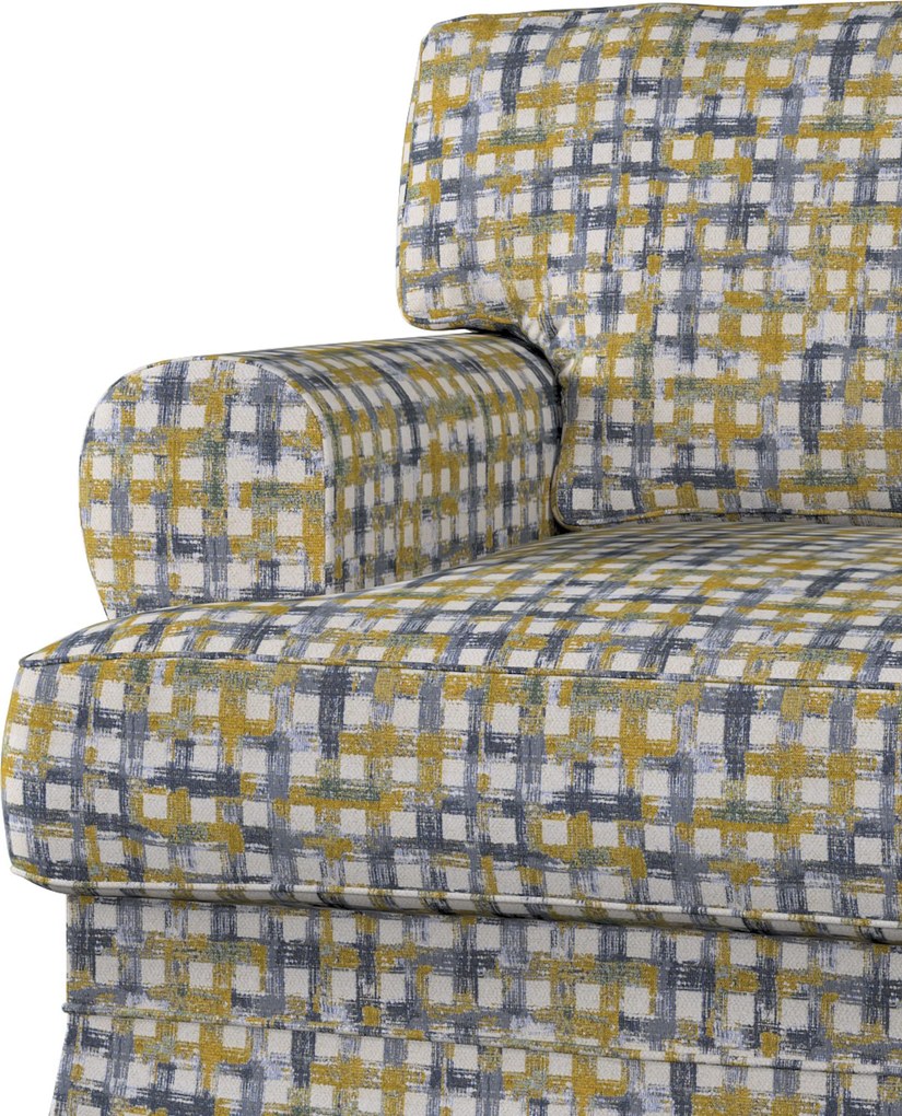 Potah na křeslo IKEA Ekeskog barva modrá látka pletený vzor, vzorované