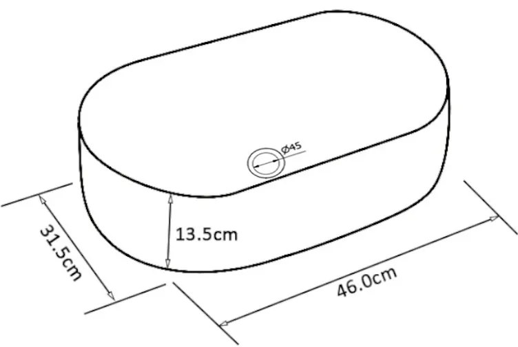 BPS-koupelny Keramické umyvadlo na desku HYD-NI-WH-460 46x31,5 cm, bílé