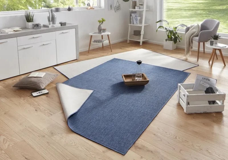 Bougari - Hanse Home koberce AKCE: 80x150 cm Kusový koberec Twin-Wendeteppiche 103100 blau creme - 80x150 cm