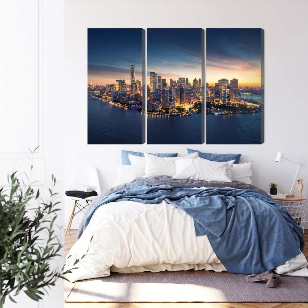 Vícedílný obraz Panorama Města New York Při Východu Slunce Nedostatek Nedostatek Plátno Canvas 180x120