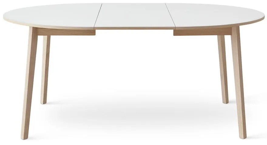 Kulatý rozkládací jídelní stůl s bílou deskou a přídavnou deskou ø 130 cm Single – Hammel Furniture