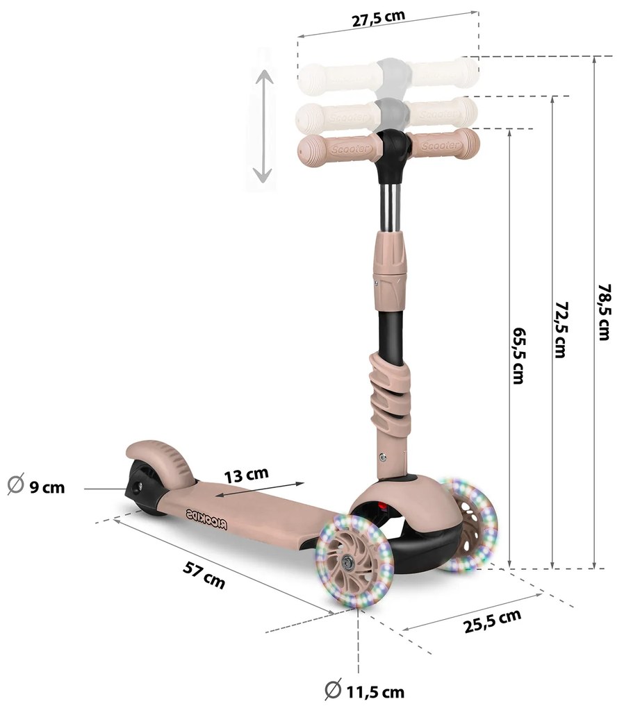 Ricokids Todi tříkolová koloběžka - béžová - Poškozený obal