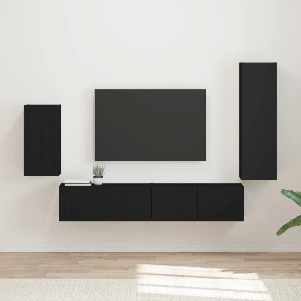Sestava TV skříněk 4 ks Černá Kompozitní dřevo 3409007