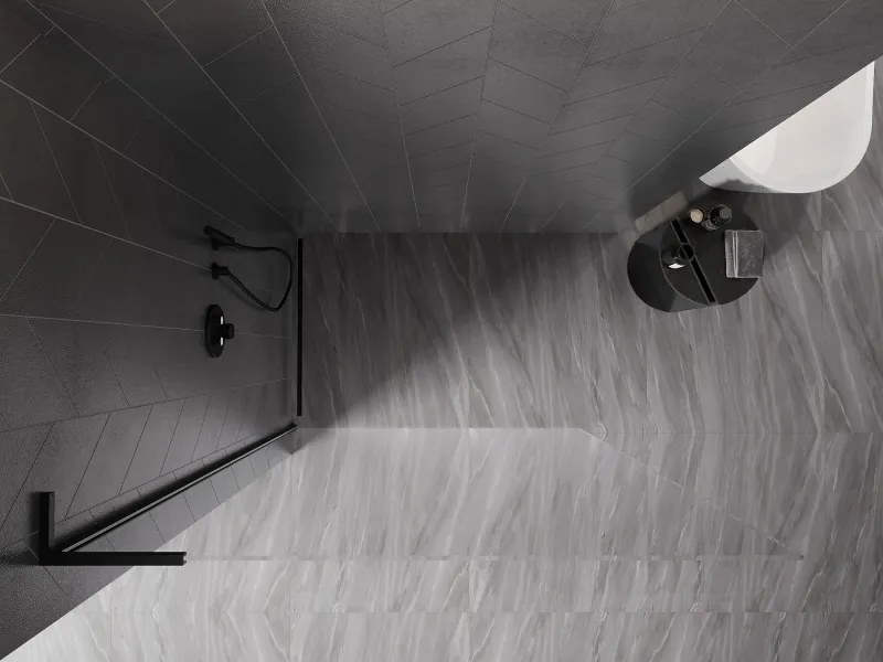 Mexen Kioto-X L sprchová stěna Walk-in 120 x 200 cm, transparentní 10 mm, černá - 800-120-107-70-00-X
