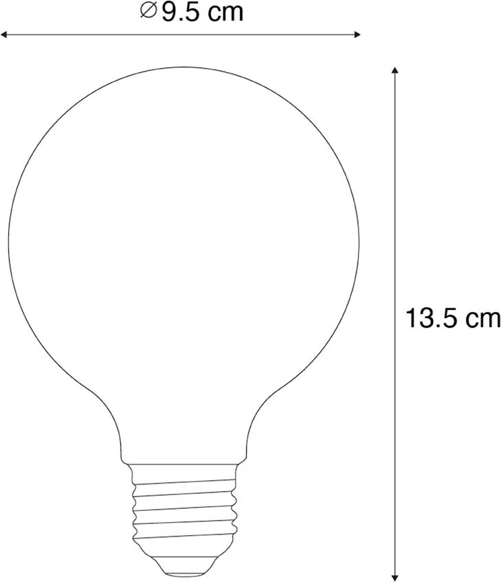Sada 5 E27 3-stupňové stmívatelné LED žárovky G95 4W 450 lm 2700K