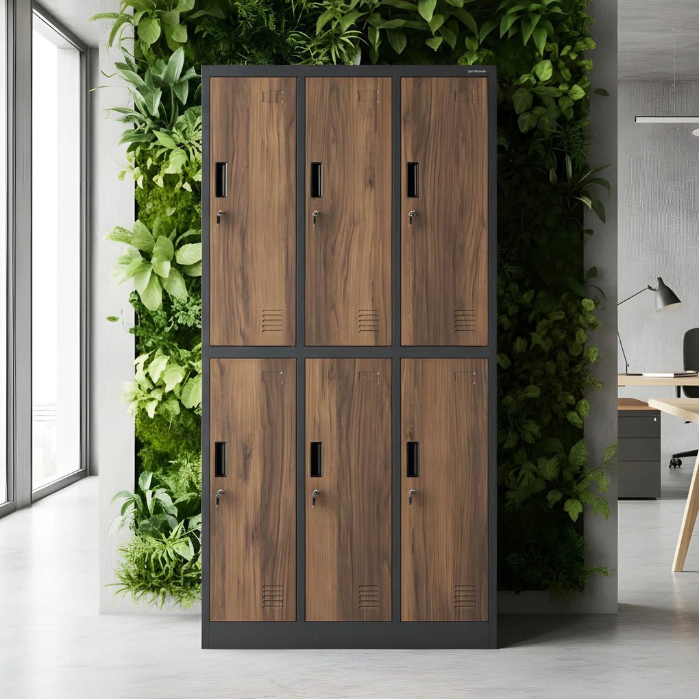 Šatní skříň 6-dveřová, antracit/ořech, 900x1850x450 mm: IGOR Eco Design