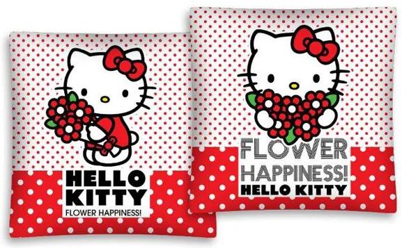 Detexpol Povlak na polštářek Hello Kitty kytičky bavlna 40x40 cm