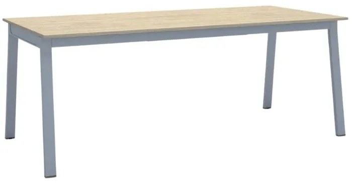 Jednací kancelářský stůl PRIMO BASIC, 200x90 cm, šedostříbrná podnož, dub přírodní