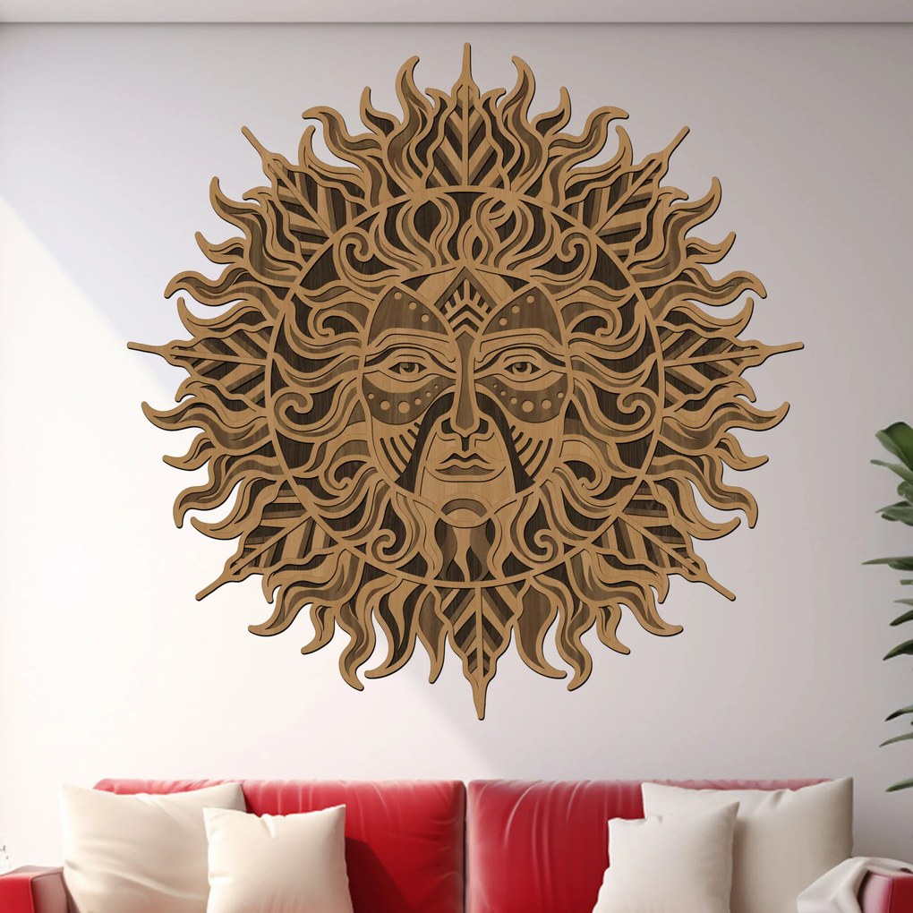 dřevo života 4 dílný dřevěný obraz Sun of Univers Zvolte rozměr (cm): 80x80, Zvolte barvu dekoru: Dub zlatý-Wenge