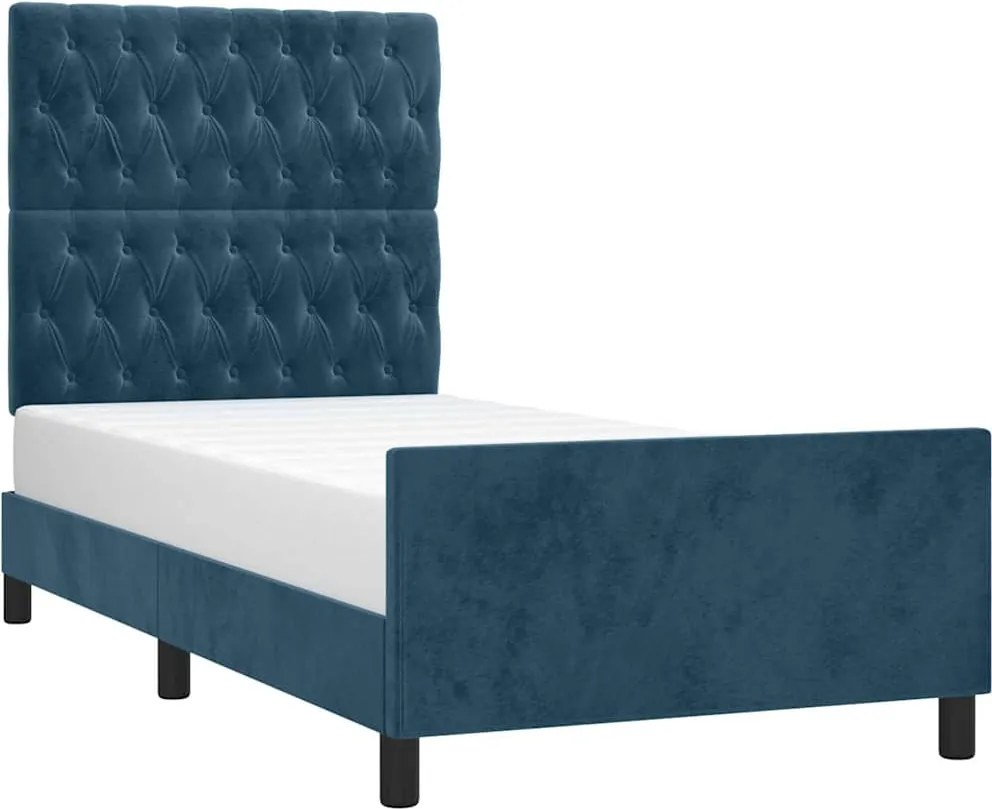Rám postele bez matrace tmavě modrý 90x190 cm samet 3125914
