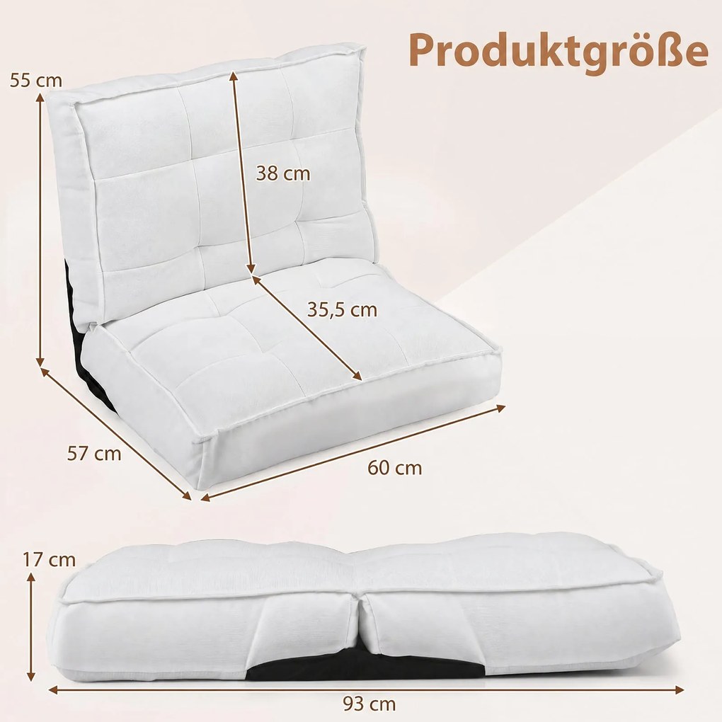 Costway Skládací židle na podlahu s nastavitelným opěradlem a – 60 × 57 × 55 cm