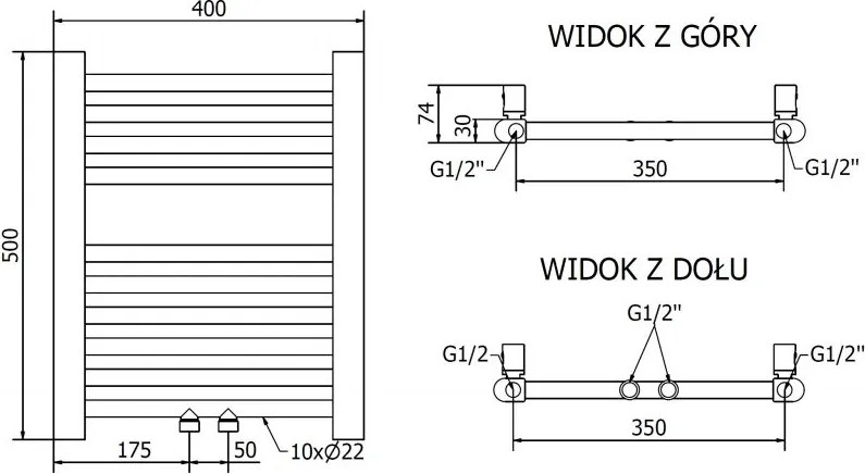 Mexen Mars, elektrické topné těleso 500 x 400 mm, 300 W, zlatá lesklá, W110-0500-400-2300-50